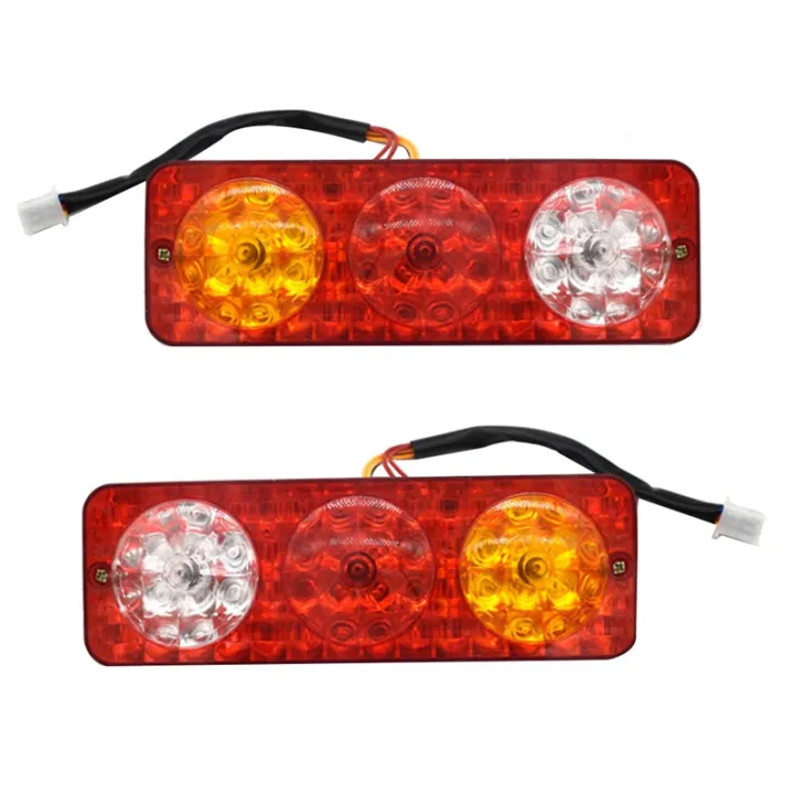 2X 12V Electric Three-Wheel Semi-Closed Rear Light Vehicle Tricycle ...