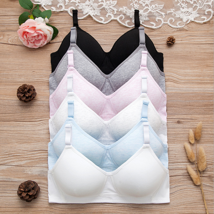 Full Cotton Bra Girl Bra Set Non-wired Push Up Bra Bralette Comfortable ...