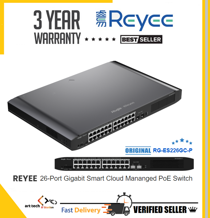 REYEE 24-PORT GIGABIT POE WITH 2 SFP SMART MANAGED SWITCH RY-RG-ES226GC ...
