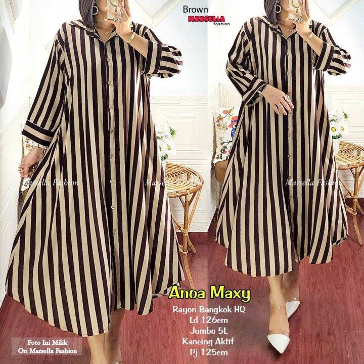 Long Tunik Motif Garis Bahan Bahan Rayon Bangkok - Inspirasi OOTD ...