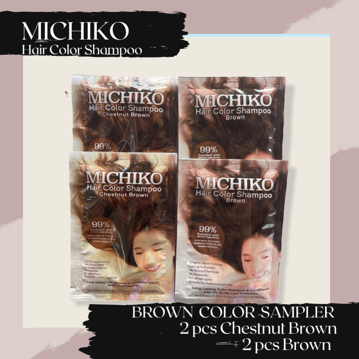 Michiko Hair Color Shampoo Brown Color Sampler | Lazada PH