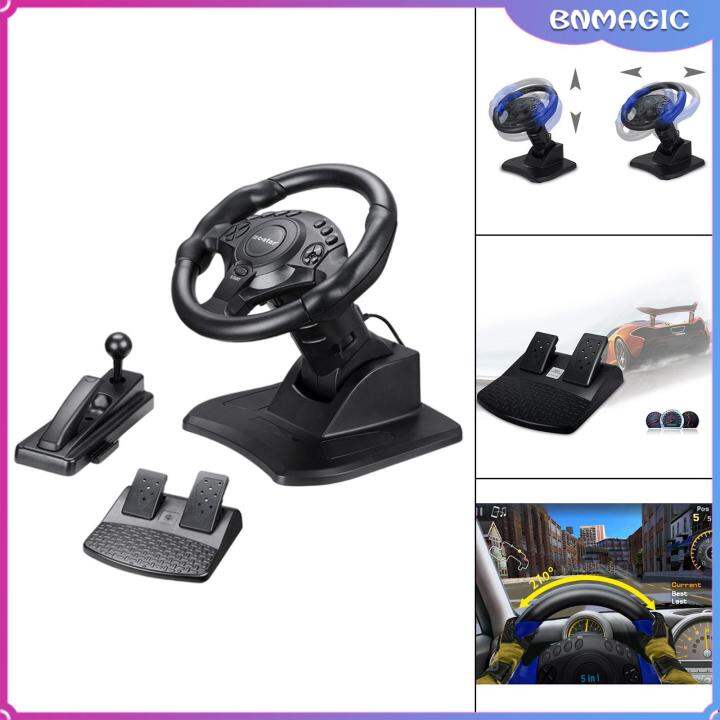 BNMAGIC PC Racing Gaming Wheel & Pedal Vibration Car Sim Race Steering ...