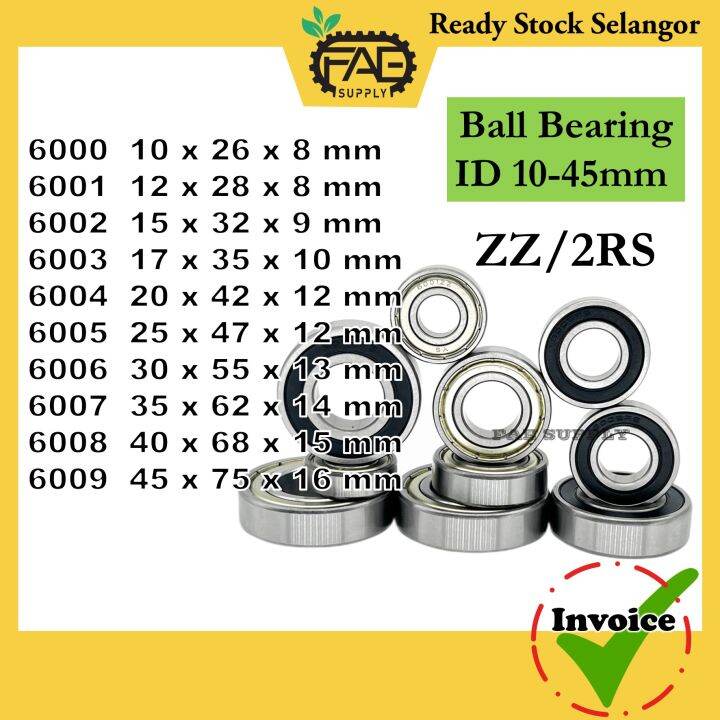 Ball Bearing 6000 6001 6002 6003 6004 6005 6006 6007 6008 ZZ metal ...