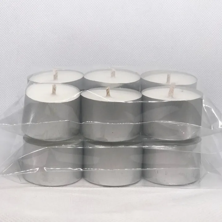 เทียนทีไลท์ อลูมิเนียม แบบบาง สูง สึขาว (Candle Tlight White) 12 pcs ...