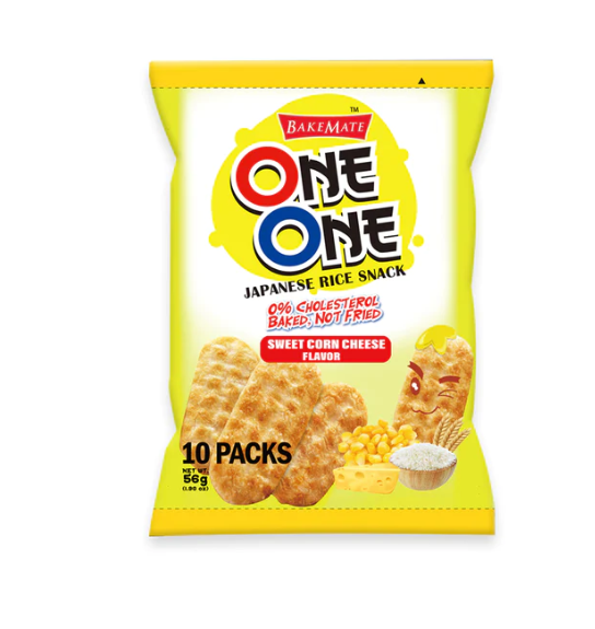 Bakemate One-One Sweet Corn Cheese Japanese Rice Cracker Snacks 56g ...
