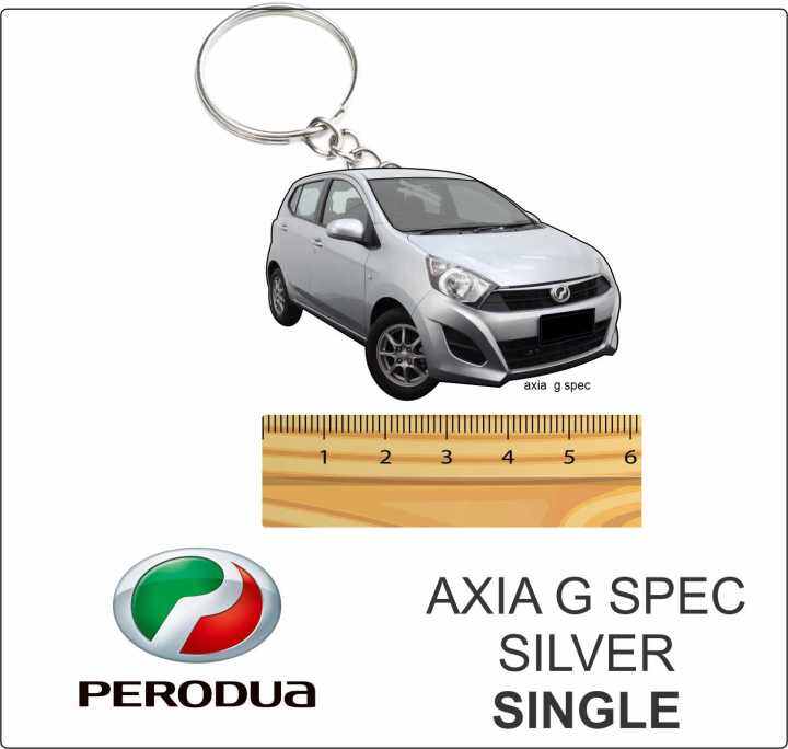 perodua axia silver G spec keychain 2d | Lazada