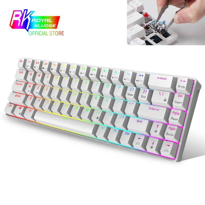 RK68 (RK855) RGB Wireless 65% Compact Mechanical Keyboard, 68 Keys 60% ...