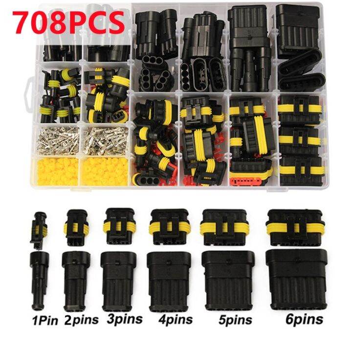 708/352Pcs หัวต่อสายไฟกันน้ำชุด1/2/3/4/5/6ขาสายไฟฟ้า Crimp Terminal 12A ...