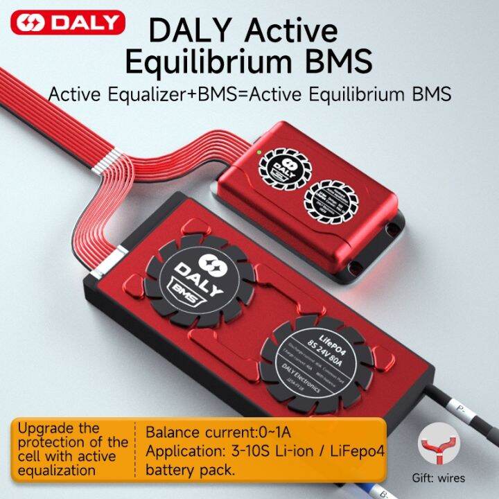 Daly Hardware BMS + Hardware Active Balancer 1A Current 4S 8S 30A 40A 60A 80A 100A LiFePO4 ...