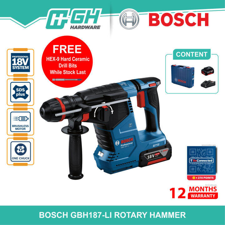 [ GH HARDWARE ] BOSCH GBH 187 LI One Chuck Kit Cordless Rotary Hammer ...