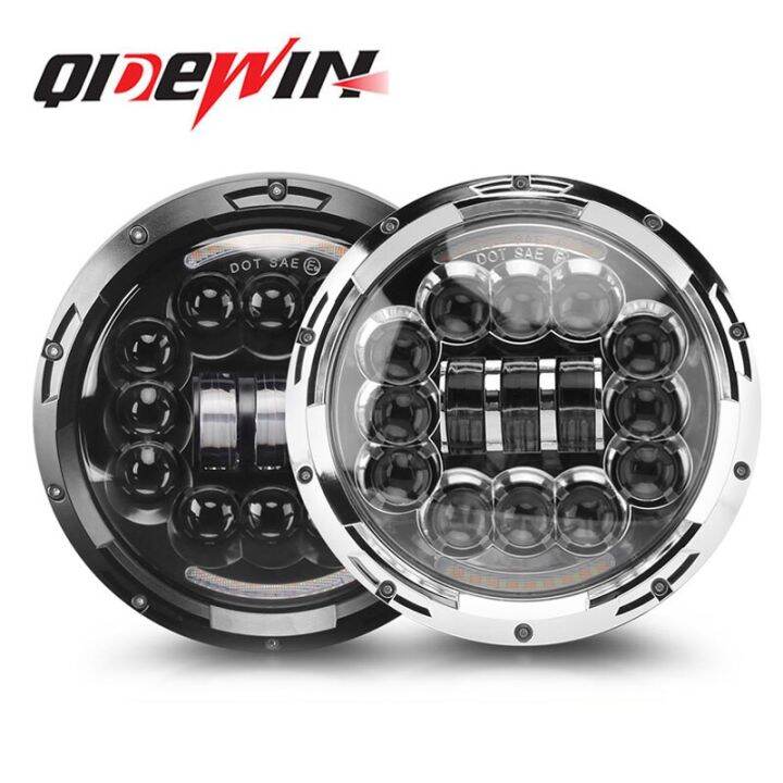 Round 7Inch Led Headlight White Halo Angle Eyes Led Headlight H4 Hi/Low ...