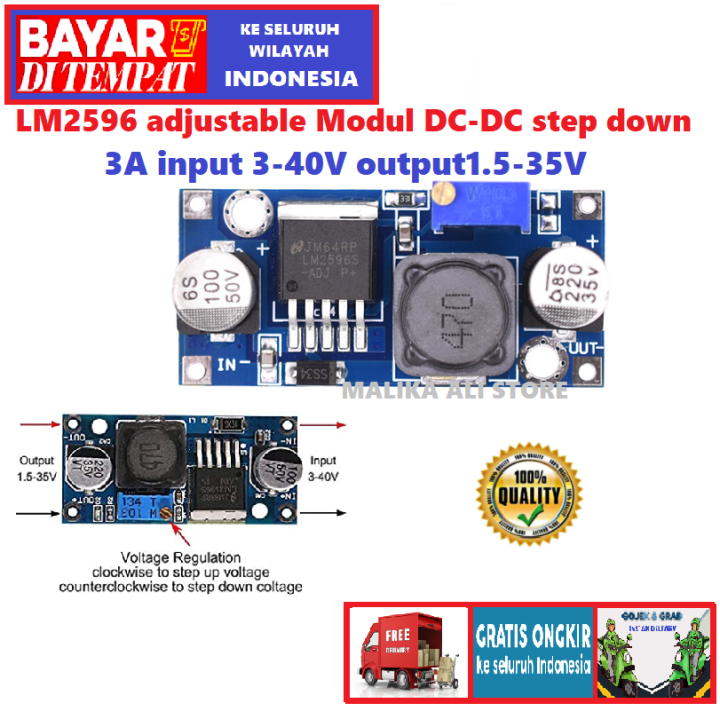 LM2596 adjustable Modul DC-DC step down 3A input 3-40V output1.5-35V | Lazada Indonesia