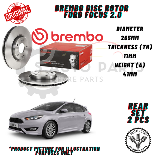 FORD FOCUS 2.0 REAR 100% BREMBO BRAKE DISC ROTOR (PCD 107.95) | Lazada