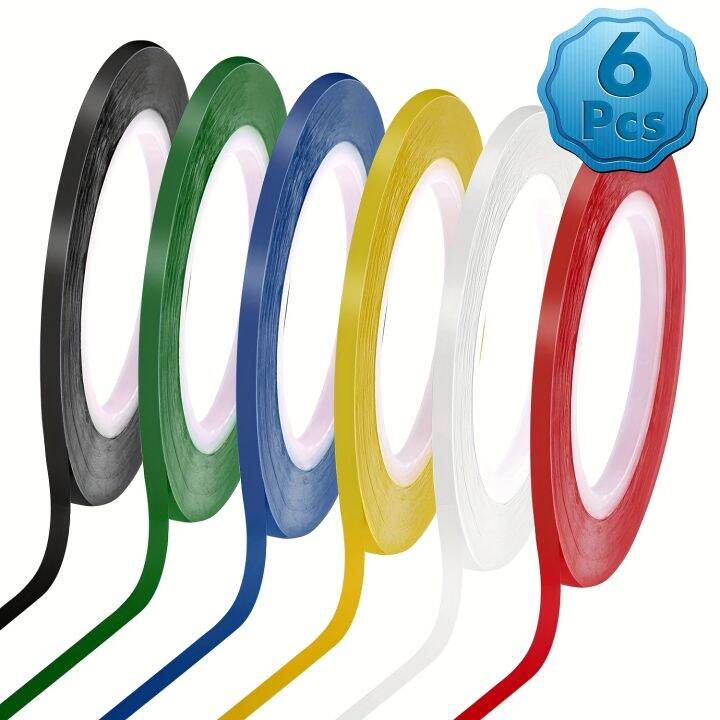 6 Rolls 3mm Width 66meters/roll Whiteboard Tape Thin White Board Tape ...
