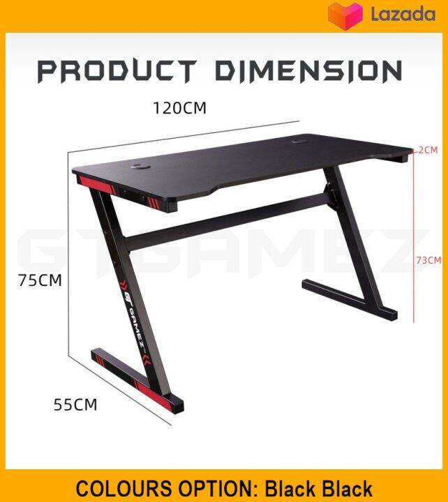 Gtgamez Z Series Gaming Table LED Meja Gaming Office Table Meja Belajar ...