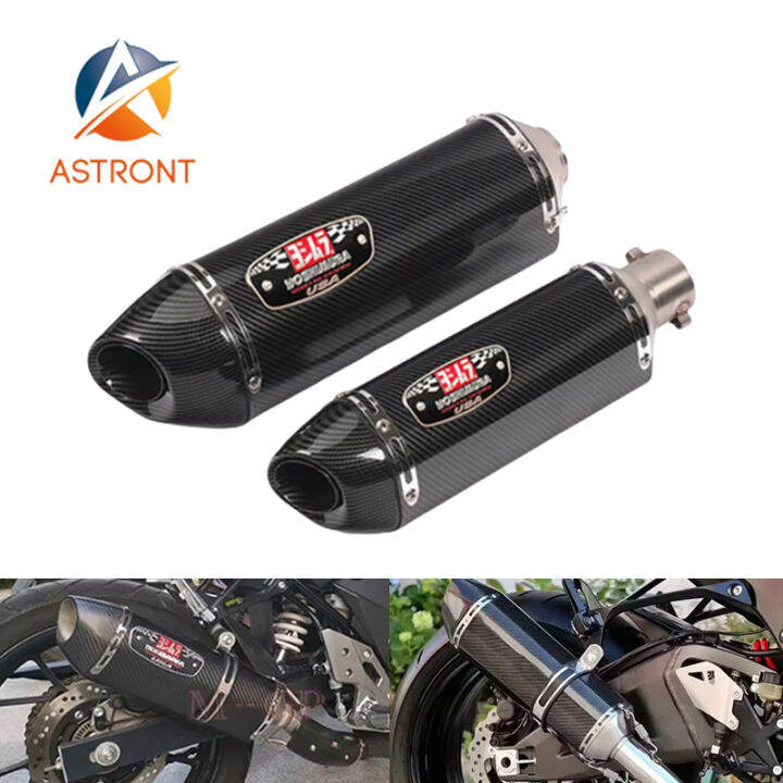 Astront 38-51mm Universal Motorcycle Exhaust Muffler Pipe Carbon Fiber Type Canister Pipe ...