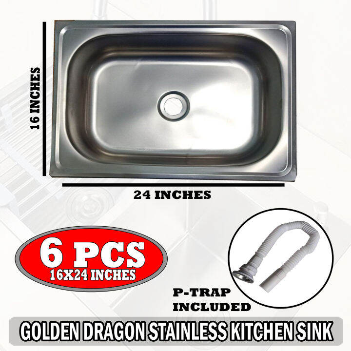 STAINLESS KITCHEN SINK 16X24 With P-trap | Lazada PH