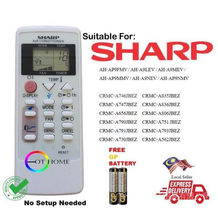 Sharp air cond remote control replacement ion aircon with free battery ...