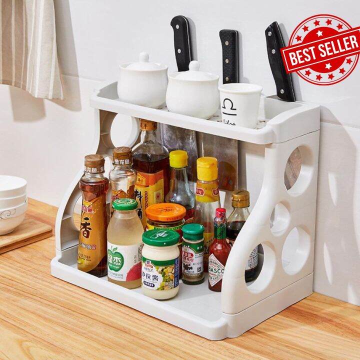 (SAKURAYUKI) 2 Tier Condiment Rack for Kitchen Cabinet and Worktop ...
