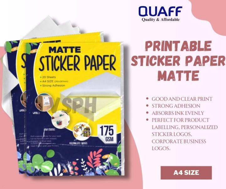 PRINTABLE STICKER PAPER MATTE A4 by VSPH | Lazada PH