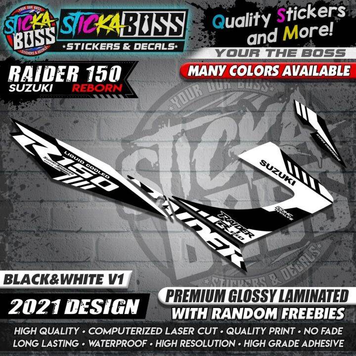 Suzuki Raider 150 Reborn Stock Decals ( 2021 Design ) BLACK WHITE【WITH ...