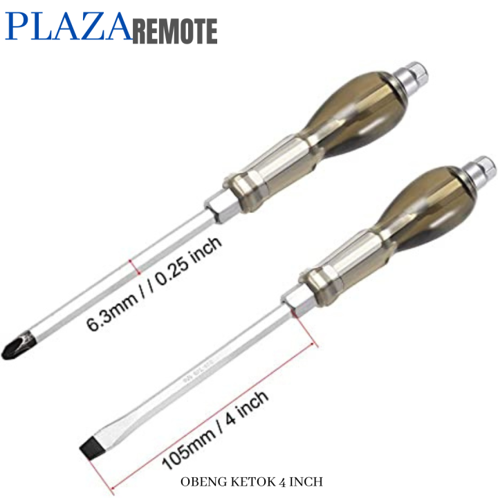 OBENG KETOK GETOK MAGNET IMPACT SCREWDRIVER 4 INCH PLUS MINUS | Lazada ...