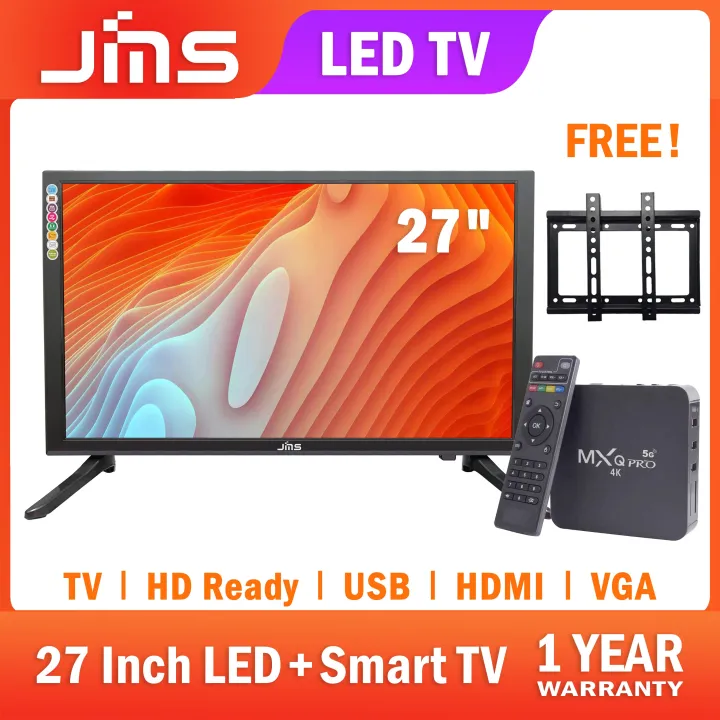 JMS 27 Inch Full HD LED TV + Smart TV BOX & Free Wall Bracket LED-3027 ...