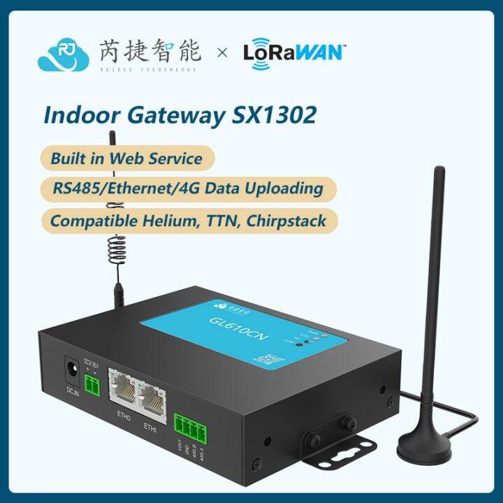 Lorawan SX1302 Indoor Gateway Rejeee, RS485/Ethernet/4G Data Uploading,TN, Chirpstack, Helium ...