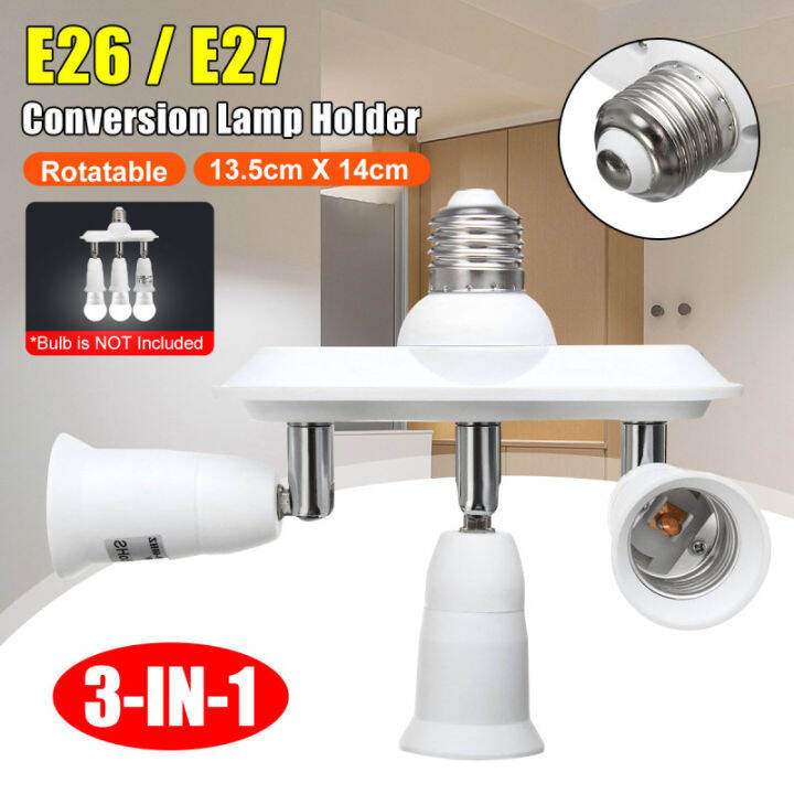(3 in 1) E27 E26 Light Bulb Socket Splitter Adapter LED Lamp Holder ...