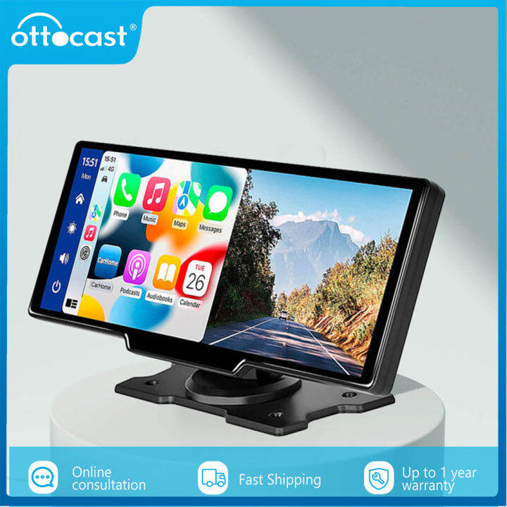 OttoScreen 10'' Car Touch Screen Portable Dash Cam Rearview Camera Wireless Carplay Android Auto ...