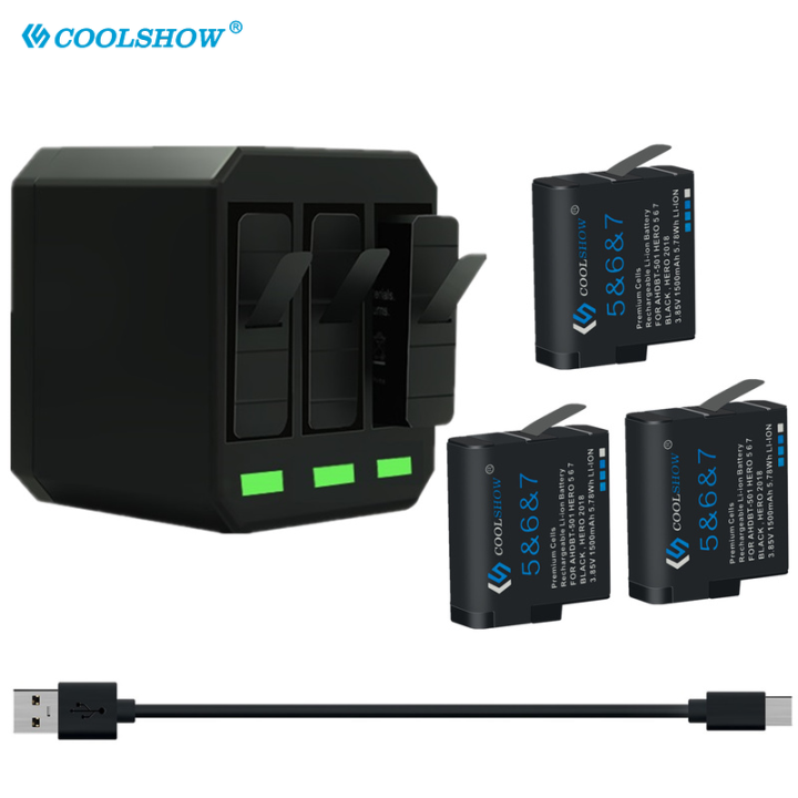 1500mAh Gopro Hero 5 Gopro Hero 6 Gopro Hero 7 Camera Battery Charger ...