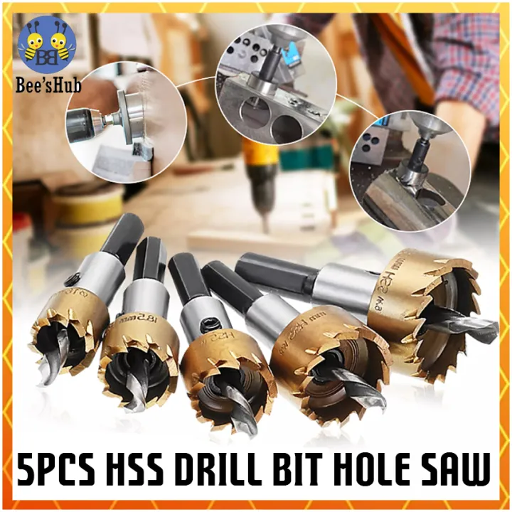 5pcs HSS Drill Bit Hole Saw Tooth Set Stainless Steel Metal Alloy ...