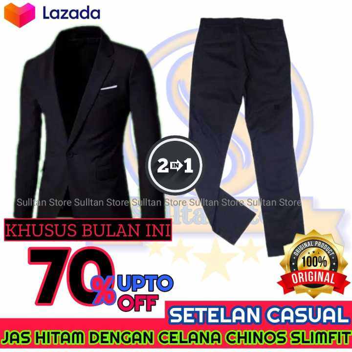 COD Setelan jas dengan celana warna hitam / Setelan jas pria lengkap ...