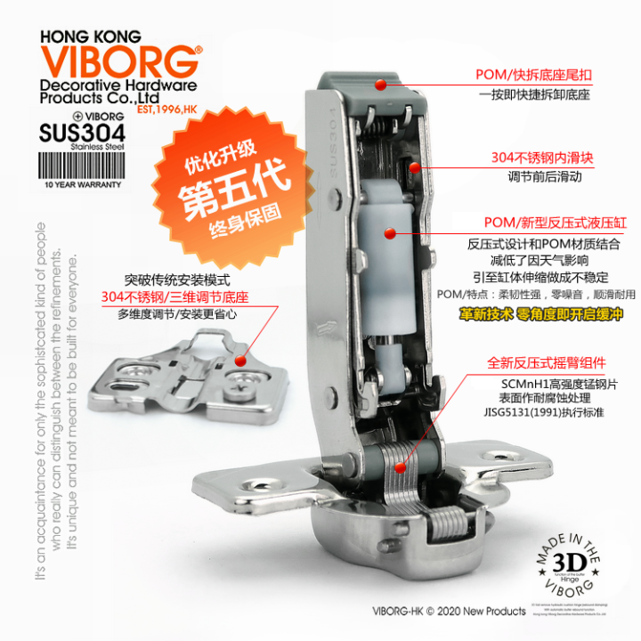 Hong Kong Fort 304 stainless steel buffer hinge hydraulic furniture ...