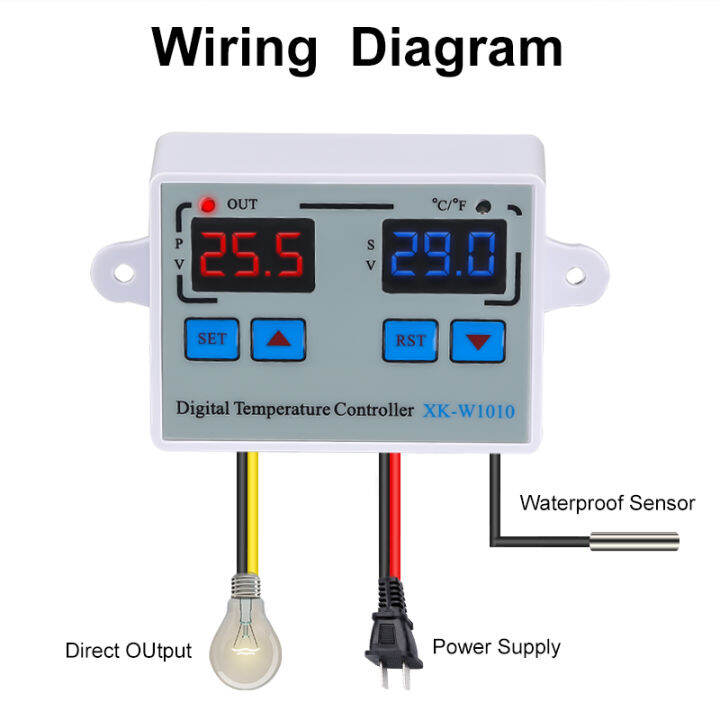 W1010 Digital Thermostat Celsius Fahrenheit Switch Temperature Controller For Incubator Relay