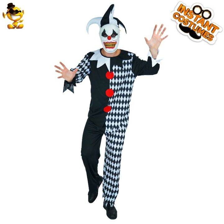 male horror rhombus clown costume ghost festival cospl clown role-pling ...
