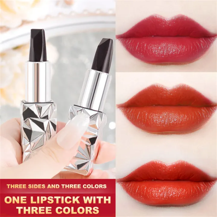 tri-color lipstick long-lasting moisturizing back diamond plumping ...