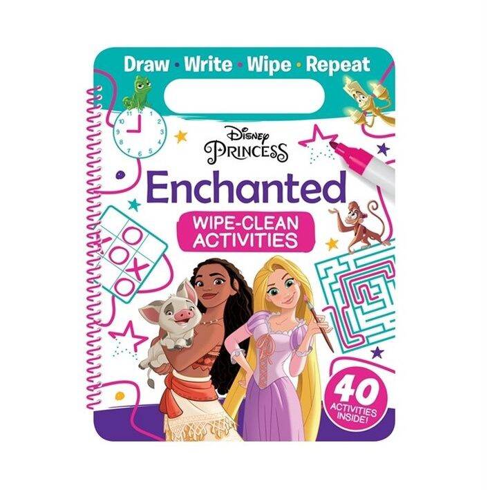Disney Princess Wipe Clean Activity Book with Pen for Kids to Draw ...