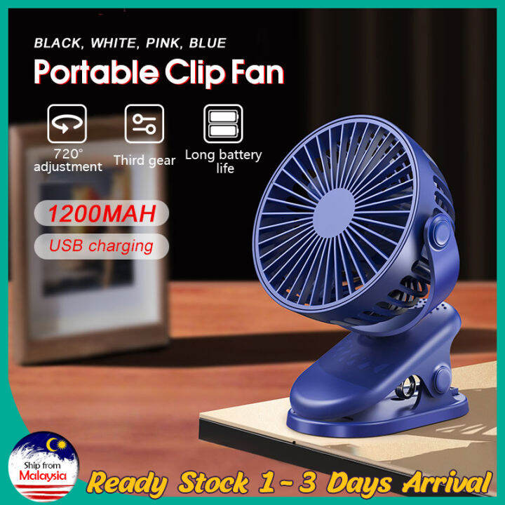 3 Speed USB Clip fan desktop large wind dormitory rechargeable car Mini ...