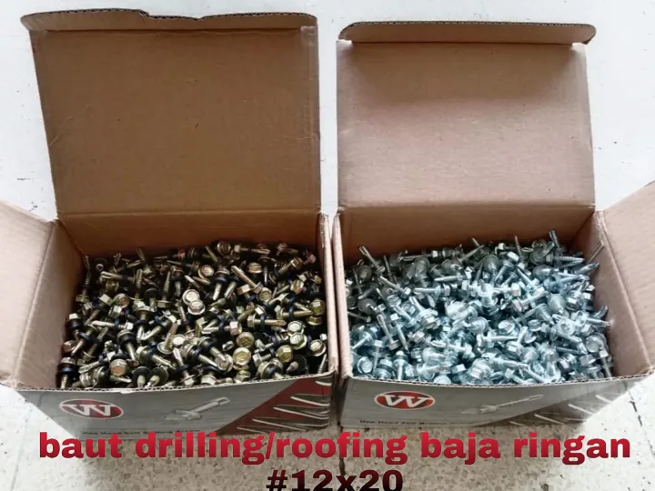 Baut Roofing 12x20 isi 100pcs baut Self Drilling Screw 1kotak 100pcs ...