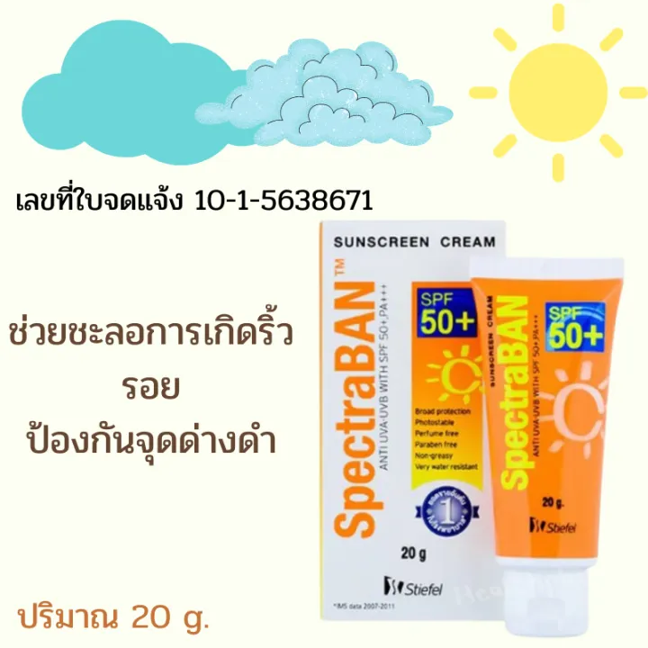 [ราคาพิเศษ] กันแดด SpectraBAN Sunscreen SPF 50+ PA+++ สเป็คตร้าแบน ครีม ...