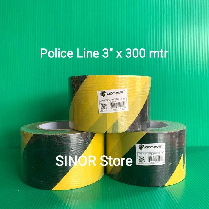 Police Line 3 Inch x 300 Mtr Hitam Kuning. Garis Polisi. Garis Proyek ...