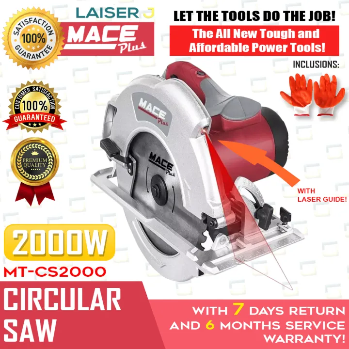 Mace Plus Circular Saw 9" 2000W MT-CS2000 with Laser +Free Gloves •100% ...