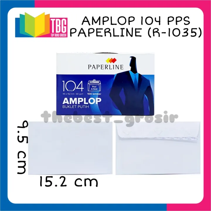 1 PACK (100 LEMBAR) AMPLOP PUTIH POLOS 104 PPS PAPERLINE / AMPLOP PUTIH TANGGUNG PAPERLINE (R ...