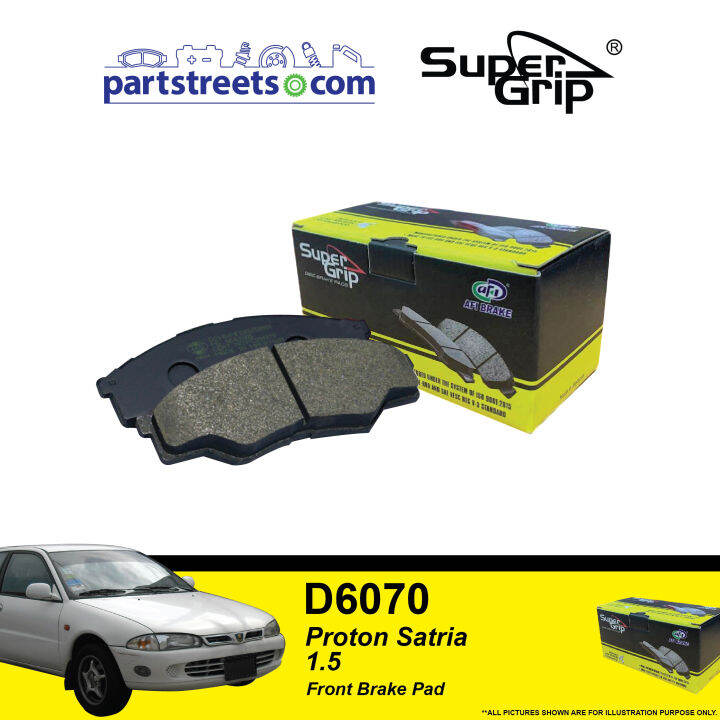 Super Grip Front Brake Pad - Proton Satria 1.5 - D6070 (1set) | Lazada