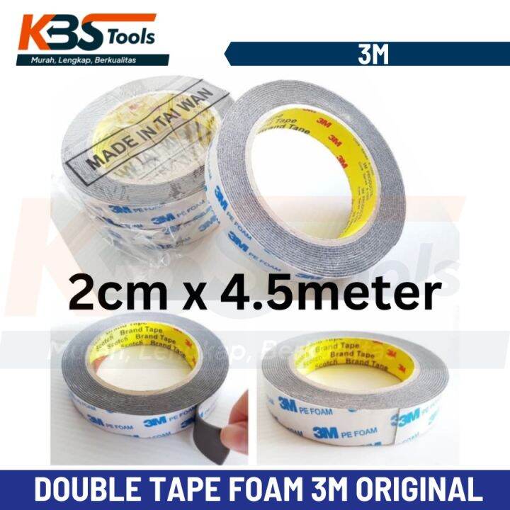 Double Tape 3M Foam 2cm x 4,5 Mtr - Lakban Isolasi Busa Bolak Balik 3M | Lazada Indonesia