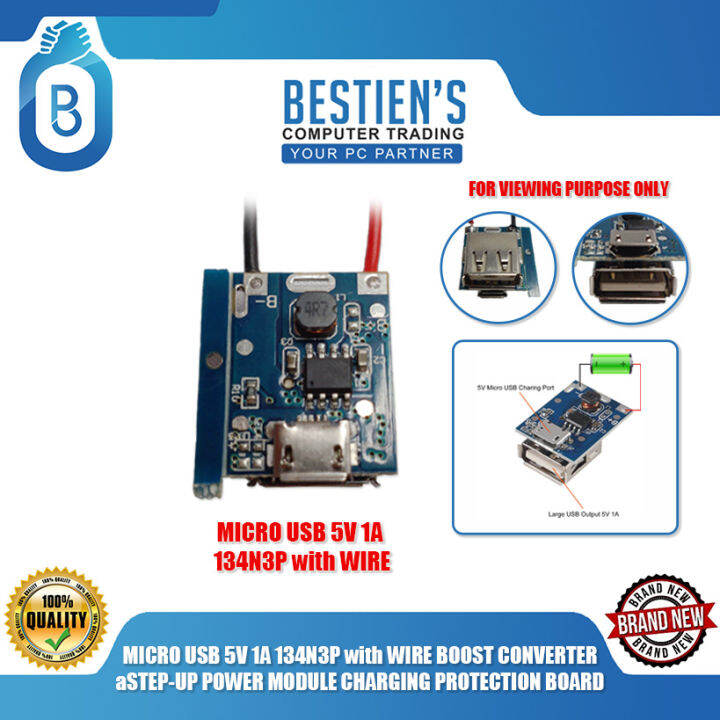 MICRO USB 5V 1A 134N3P with WIRE BOOST CONVERTER STEP-UP POWER MODULE ...