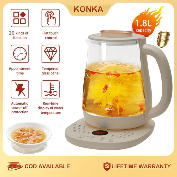 KONKA Multifunction healthpot 1.8L Glass electric kettle kitchen cooker soup養生壺湯鍋健康鍋家用燒水壺泡茶煮水壺 ...