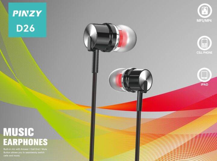 Headset PINZY D26 Music SuperBass Earphone Controller With Microphone ...