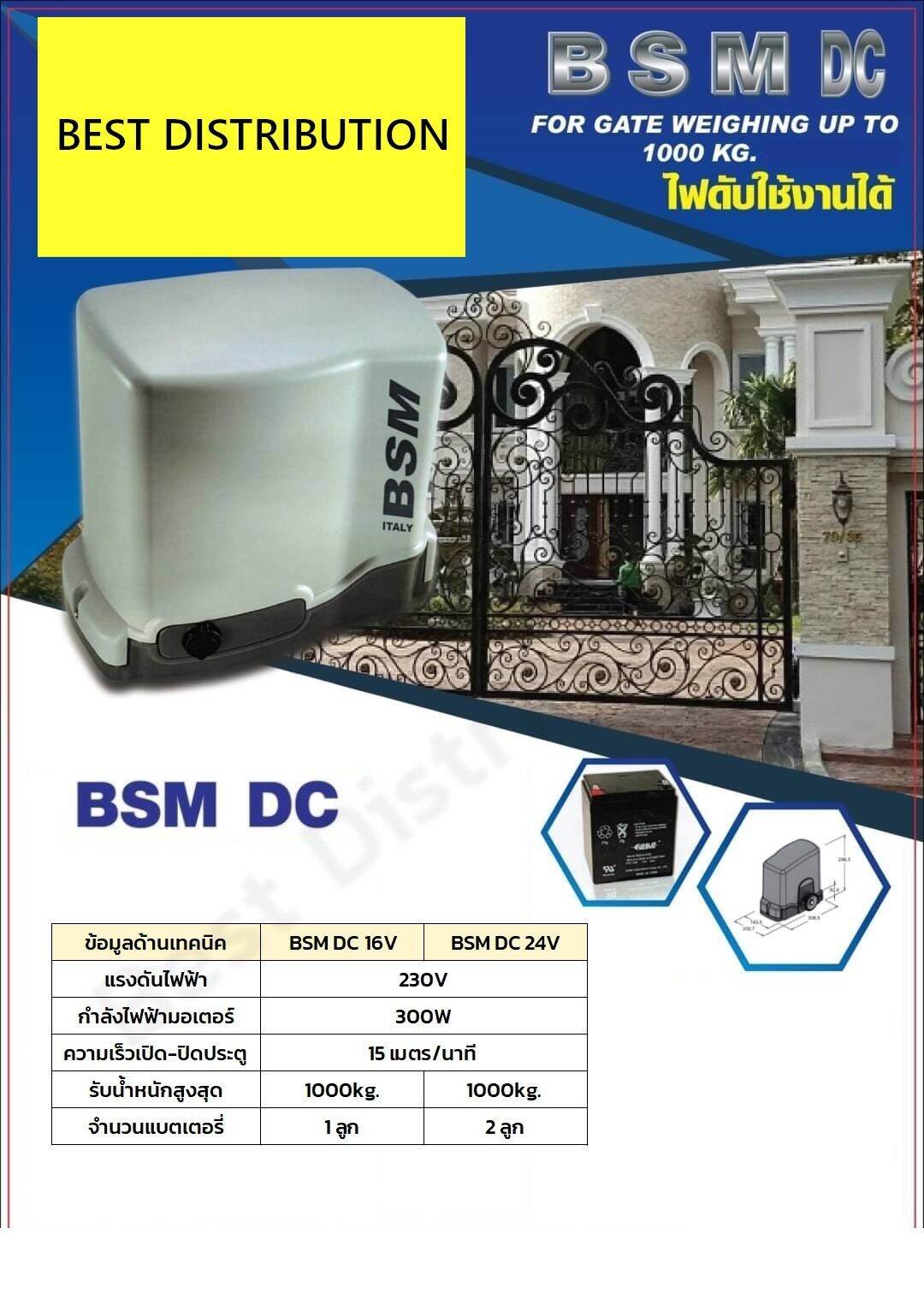 BSM DC 1000 + Wifi มอเตอร์ประตูรีโมท (มีแบตสำรองในตัว) รองรับน้ำหนัก ...